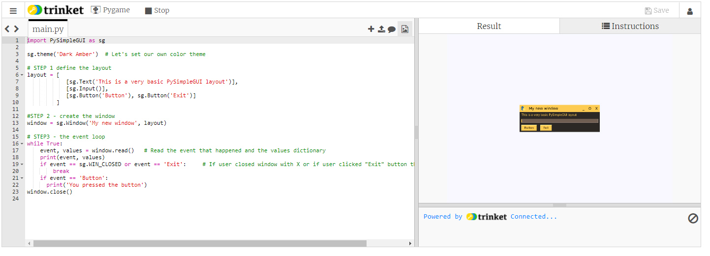 The basic pysimplegui program - PySimpleGUI Documentation